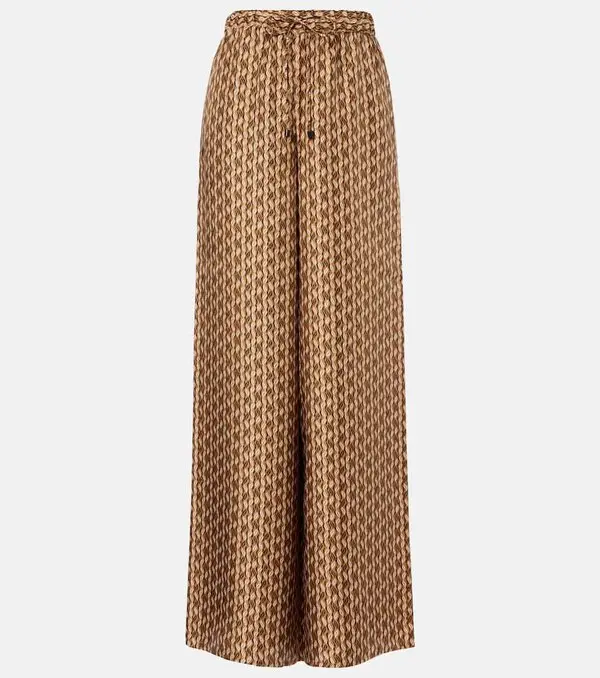 Max Mara Clarino Printed Silk Twill Palazzo Pants - Beige