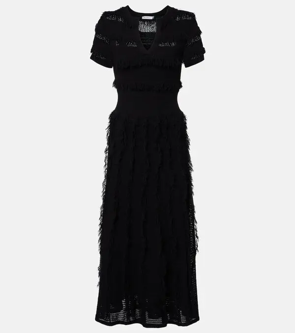 Max Mara Grazia Fringed Midi Dress - Black