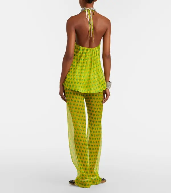 Dries Van Noten Polka-dot Silk Straight Pants - Multicoloured