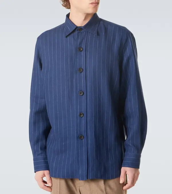 Rubinacci Striped Linen And Wool Shirt - Blue