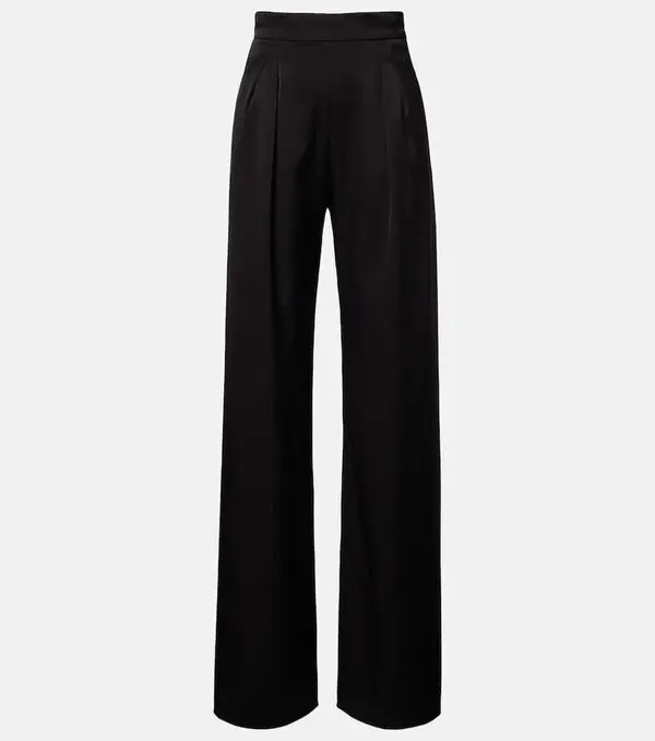 Max Mara Divo Satin Wide-leg Pants - Black