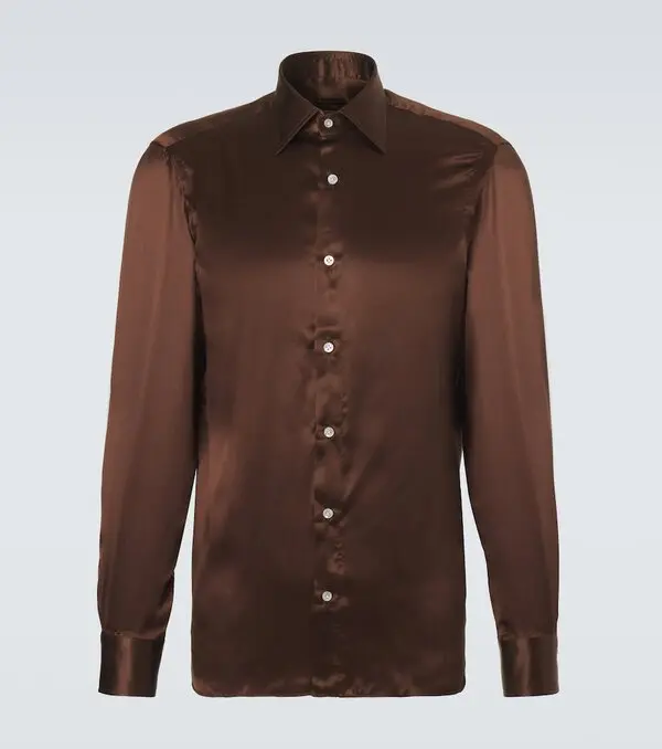 Rubinacci Silk Satin Shirt - Brown