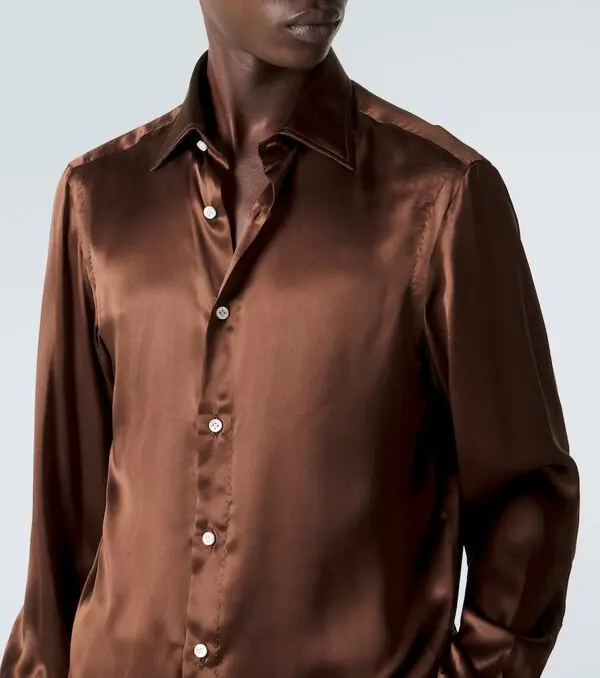 Rubinacci Silk Satin Shirt - Brown