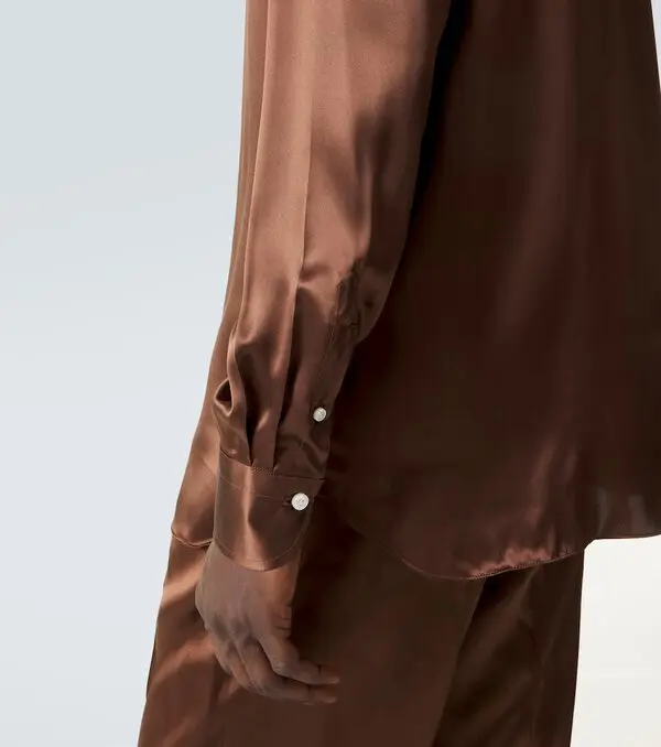 Rubinacci Silk Satin Shirt - Brown