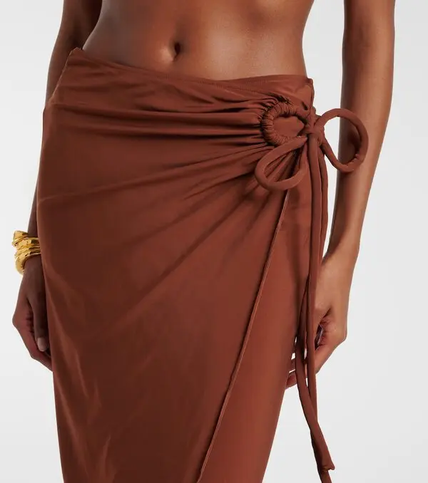 Max Mara Afoso Gathered Jersey Wrap Skirt - Brown