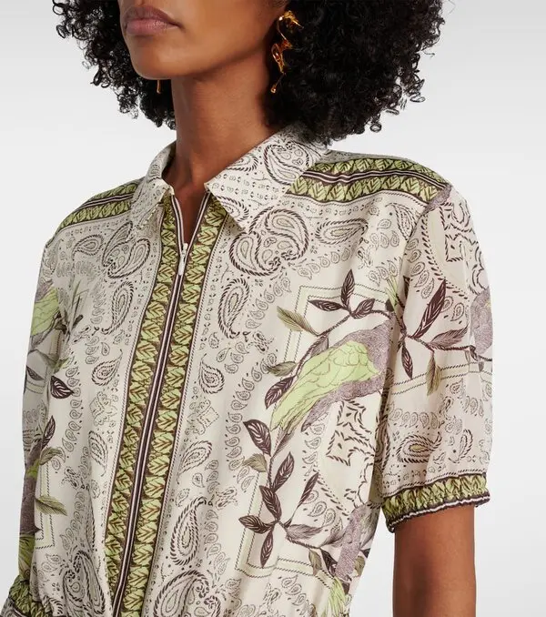 Tory Burch Printed Silk And Cotton Midi Dress - Green