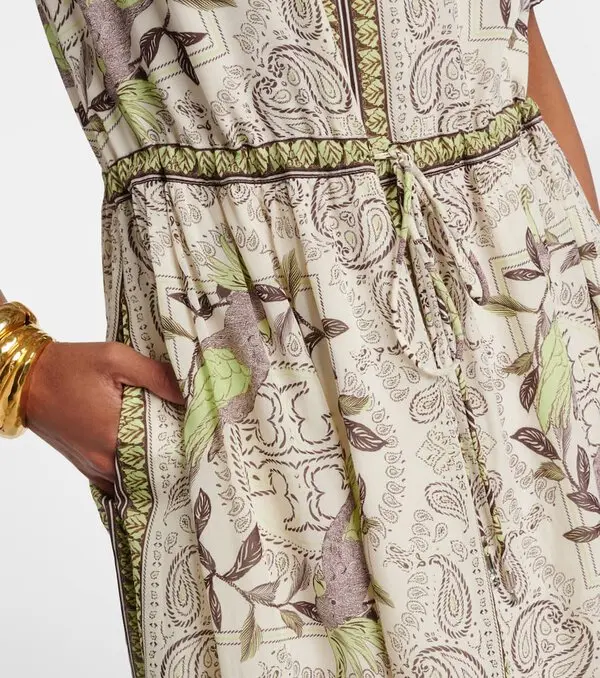 Tory Burch Printed Silk And Cotton Midi Dress - Green