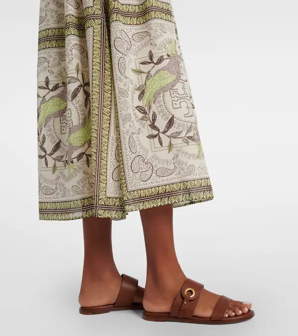 Tory Burch Printed Silk And Cotton Midi Dress - Green