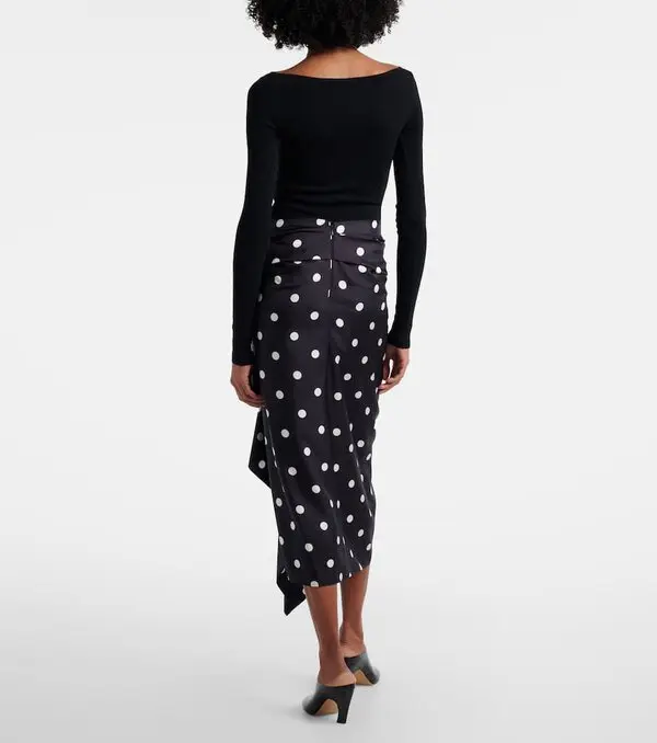 Sportmax Polka-dot Silk Satin Wrap Skirt - Black