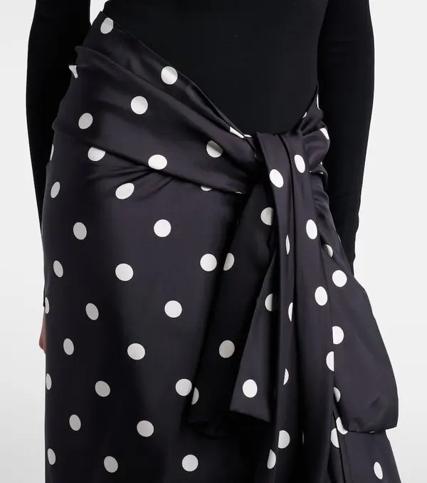 Sportmax Polka-dot Silk Satin Wrap Skirt - Black