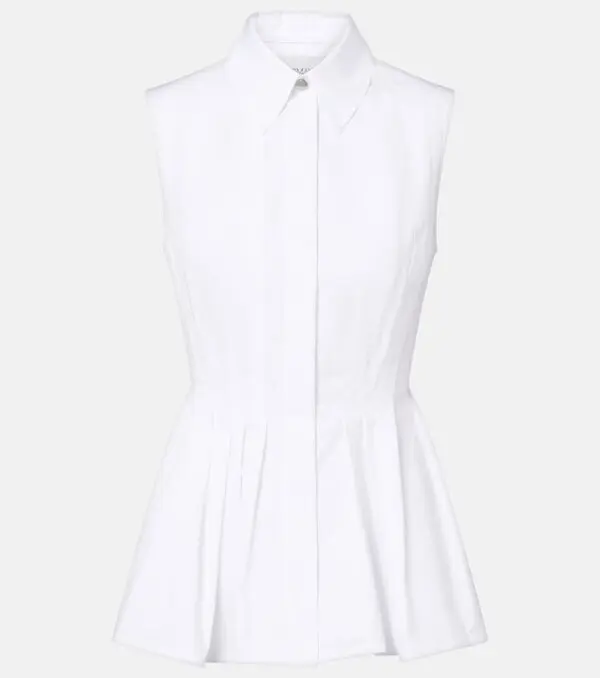 Sportmax Certosa Peplum Cotton Poplin Shirt - White