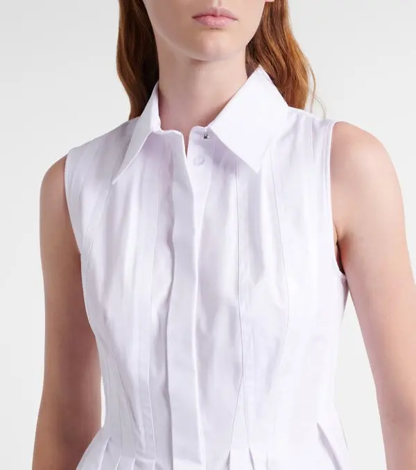 Sportmax Certosa Peplum Cotton Poplin Shirt - White