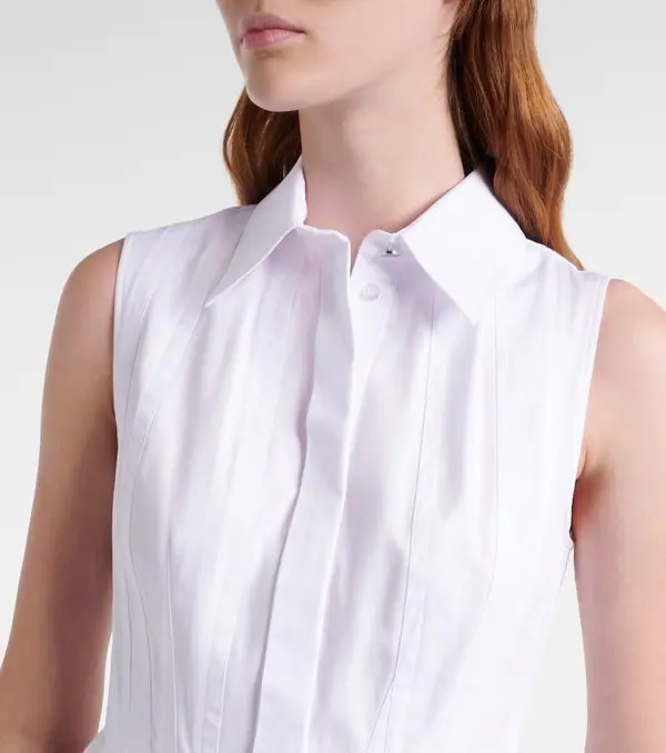 Sportmax Certosa Peplum Cotton Poplin Shirt - White