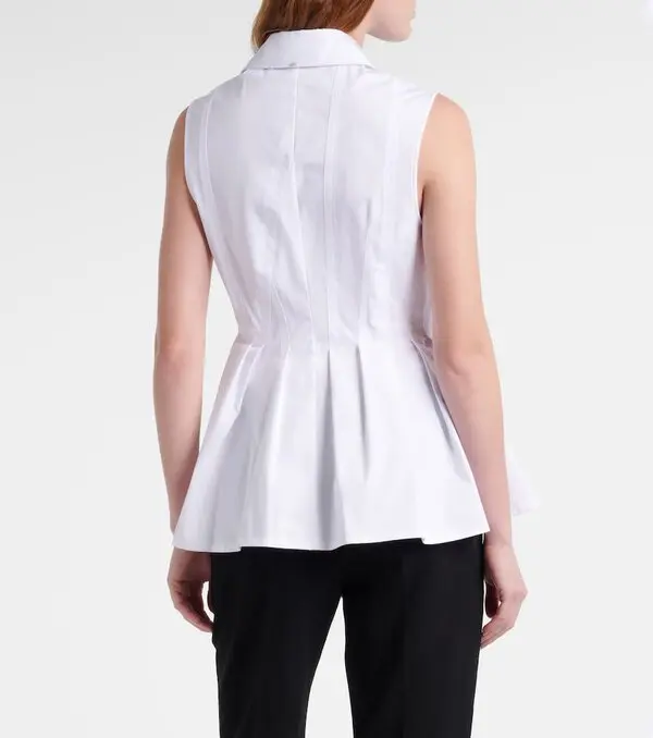 Sportmax Certosa Peplum Cotton Poplin Shirt - White