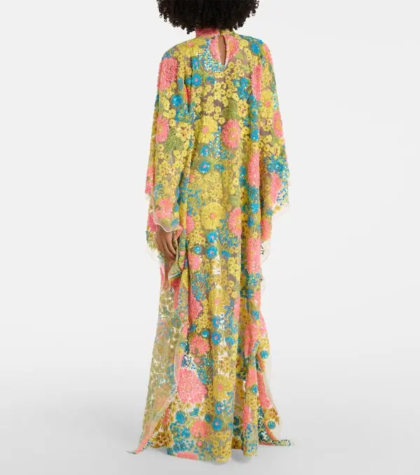 TALLER MARMO Graham Floral Sequined Kaftan - Multicoloured