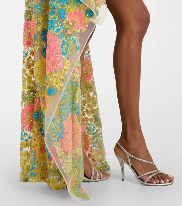 TALLER MARMO Graham Floral Sequined Kaftan - Multicoloured
