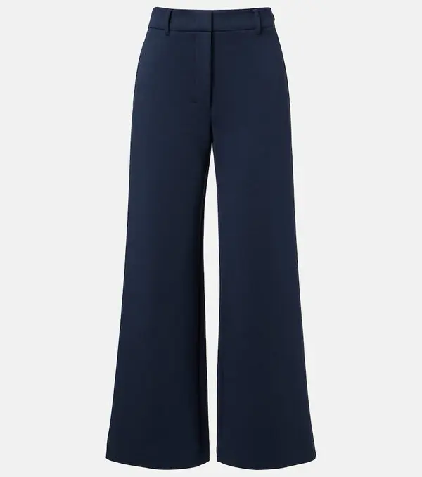 Max Mara Aerovia Cotton-blend Wide-leg Pants - Blue