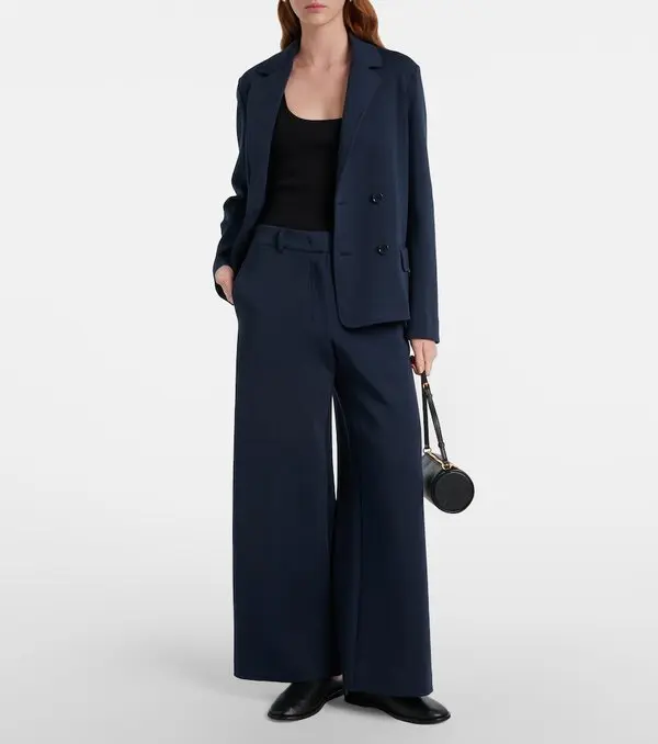 Max Mara Aerovia Cotton-blend Wide-leg Pants - Blue