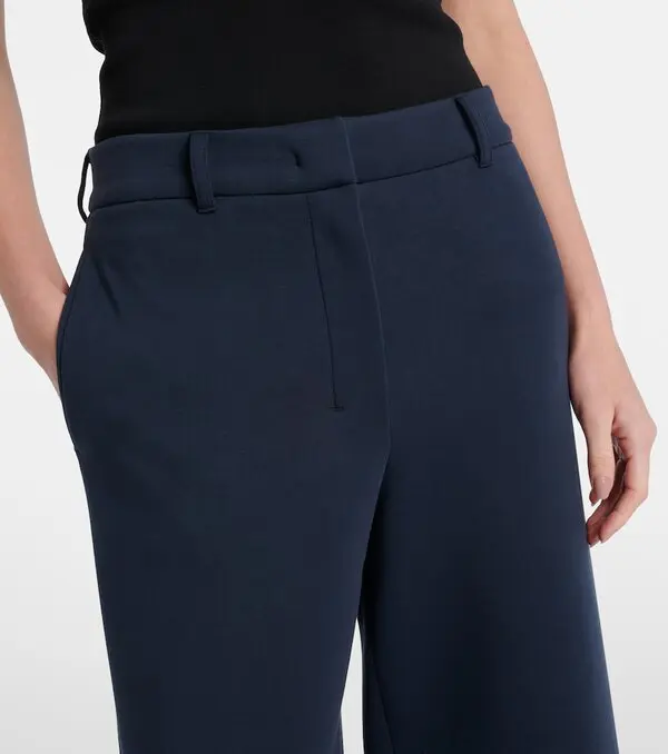 Max Mara Aerovia Cotton-blend Wide-leg Pants - Blue