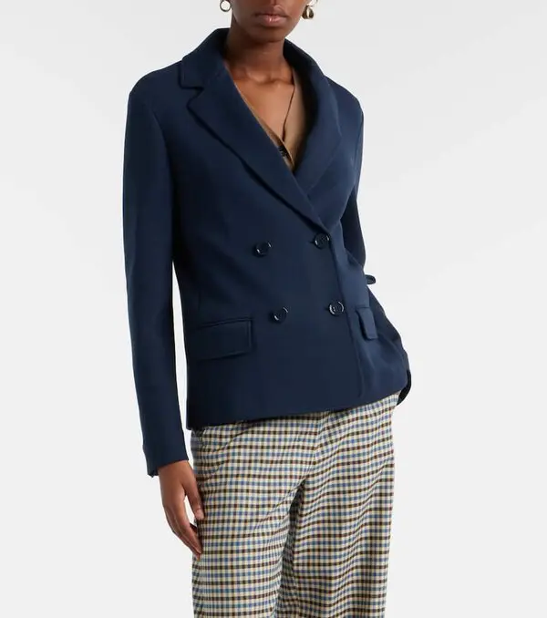 Max Mara Badia Double-breasted Cotton-blend Blazer - Blue