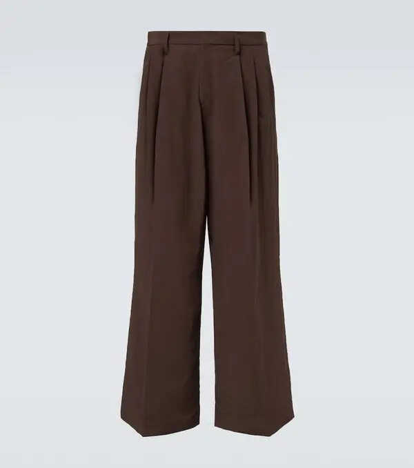 ERL Pleated Wide-leg Pants - Brown