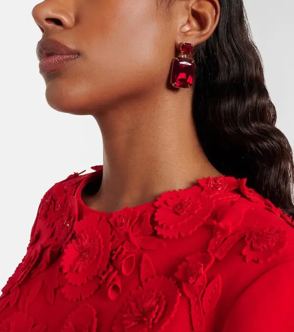 Carolina Herrera Embellished Drop Earrings - Red