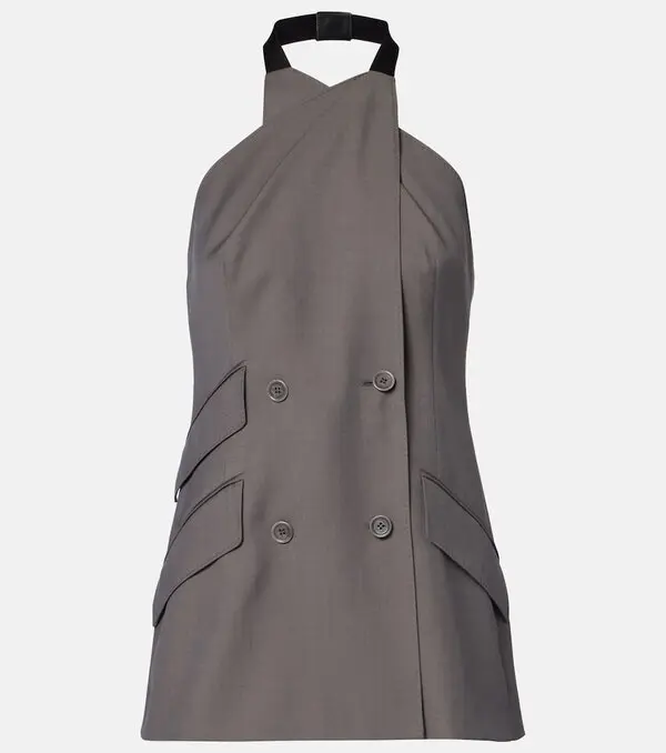 Max Mara Cali Halterneck Virgin Wool Vest - Grey