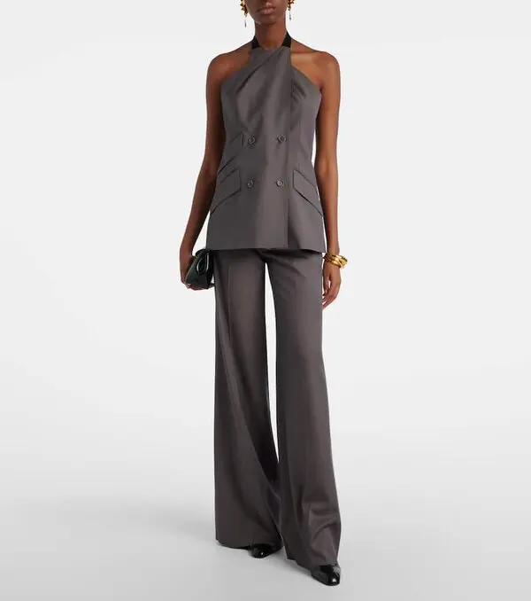 Max Mara Cali Halterneck Virgin Wool Vest - Grey