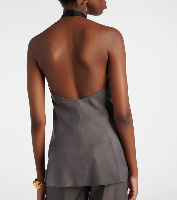 Max Mara Cali Halterneck Virgin Wool Vest - Grey