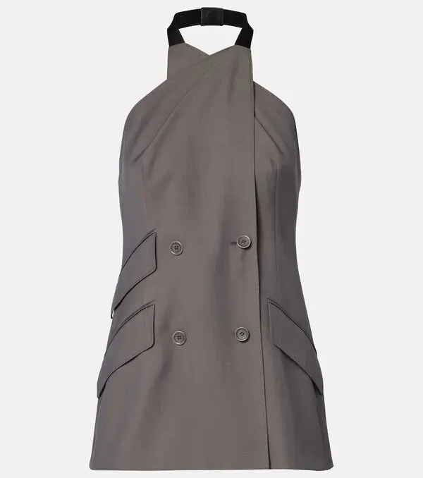 Max Mara Cali Halterneck Virgin Wool Vest - Grey