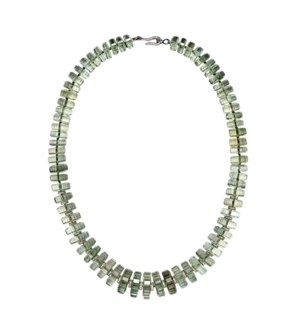 Ileana Makri Aura Amethyst And Diamond Beaded Necklace - Green