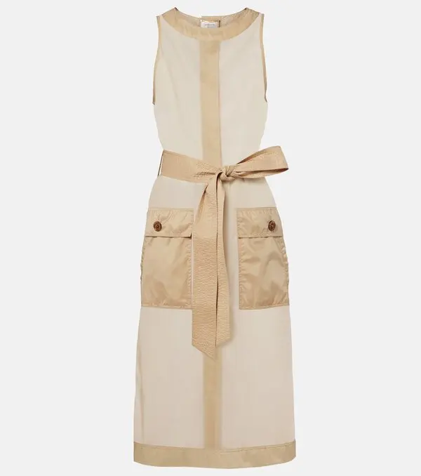 Saint Laurent Semi-sheer Midi Dress - Beige