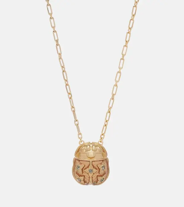 La DoubleJ Lady Scarab Pendant Necklace - Gold