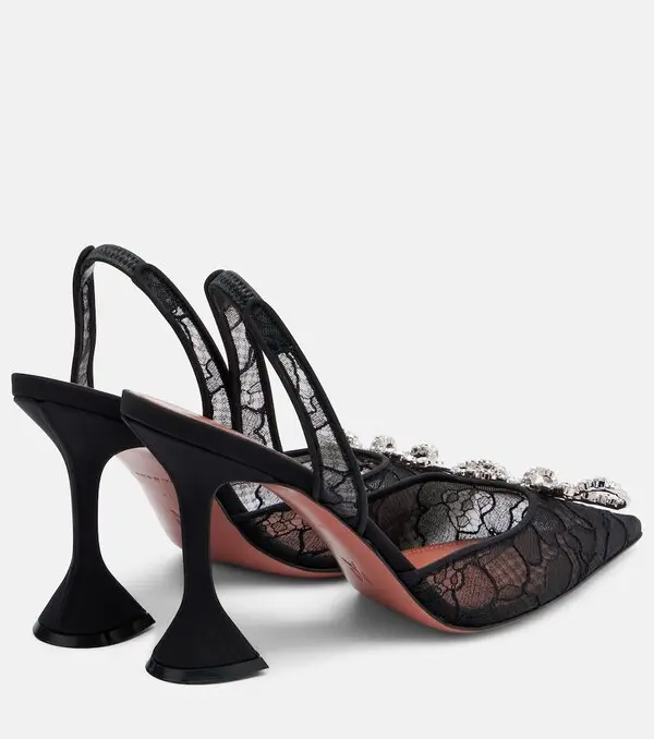 Amina Muaddi Rosie Lace Slingback Pumps - Black