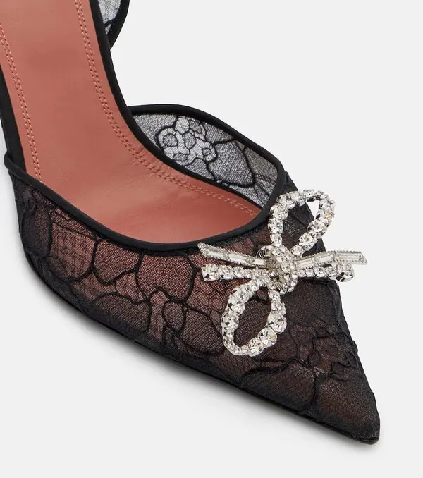Amina Muaddi Rosie Lace Slingback Pumps - Black
