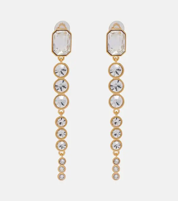Oscar De La Renta Crystal-embellished Clip-on Earrings - Gold