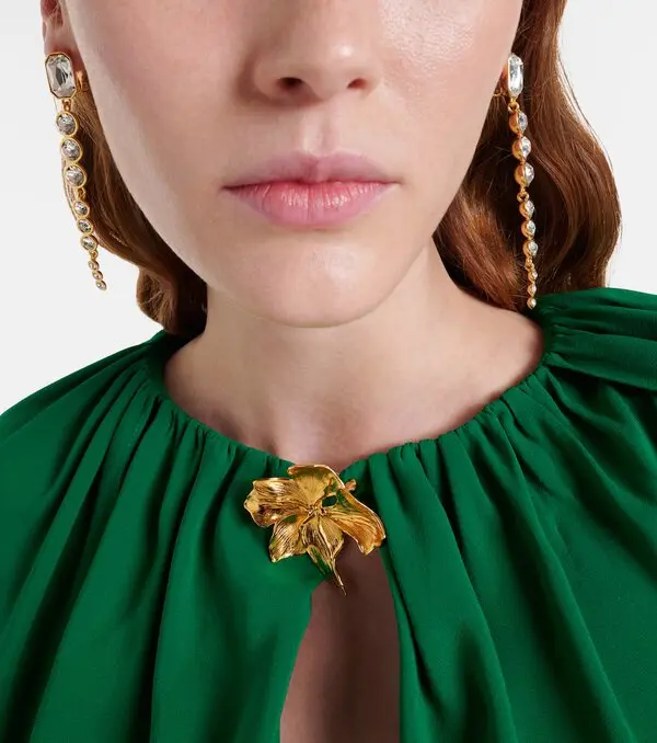 Oscar De La Renta Crystal-embellished Clip-on Earrings - Gold
