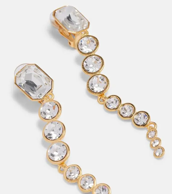 Oscar De La Renta Crystal-embellished Clip-on Earrings - Gold