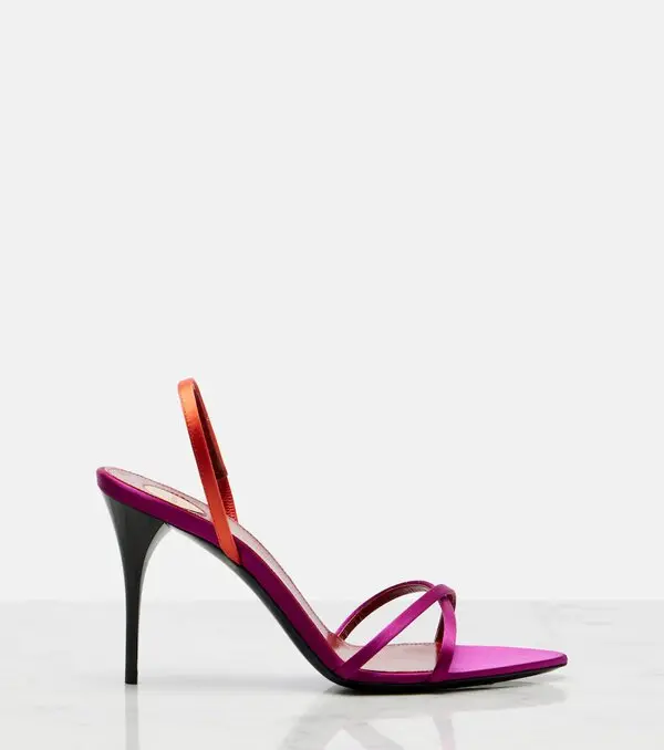 Saint Laurent Justify Crêpe Satin Slingback Sandals