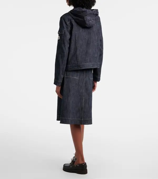 Moncler Belted Denim Midi Skirt - Blue