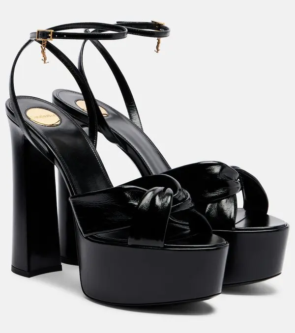 Saint Laurent Franciane Leather Platform Sandals - Black