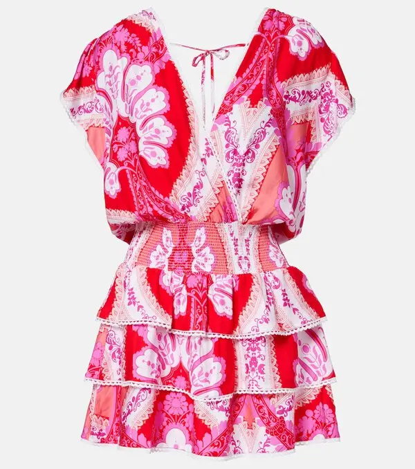 Melissa Odabash Jess Printed Tiered Minidress - Multicoloured
