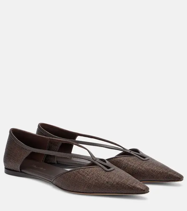 Max Mara Volpino Woven Ballet Flats - Brown