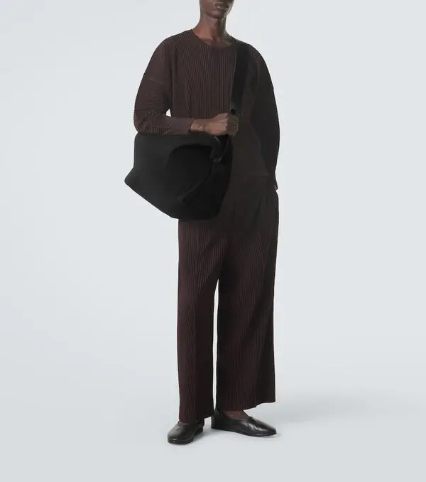 Issey Miyake Homme Plissé Pleats Shoulder Bag - Black