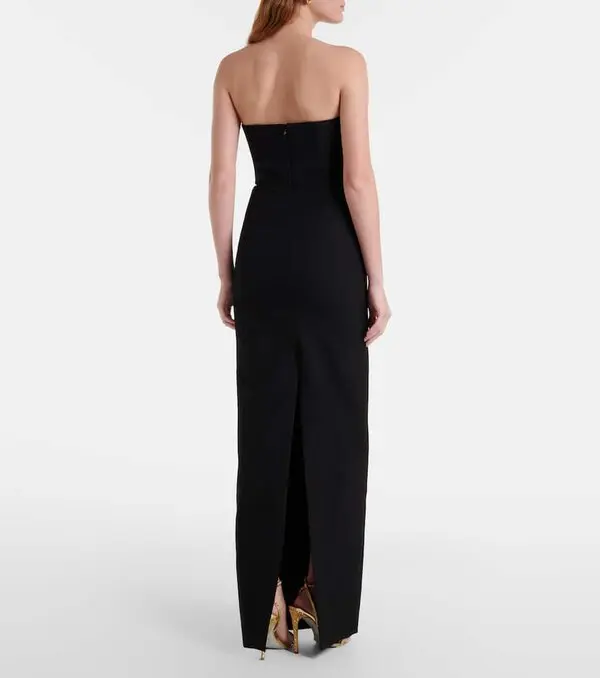 Roland Mouret Floral-appliqué Strapless Gown