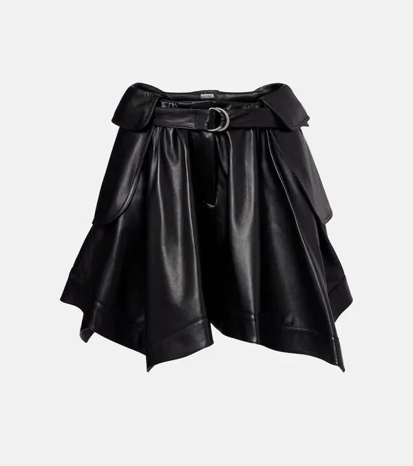 Loewe Belted Leather Miniskirt - Black