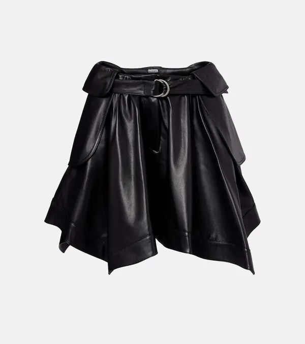 Loewe Belted Leather Miniskirt - Black