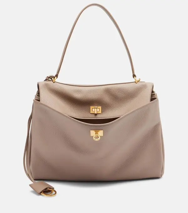 Balenciaga Rodeo Medium Leather Tote Bag - Beige