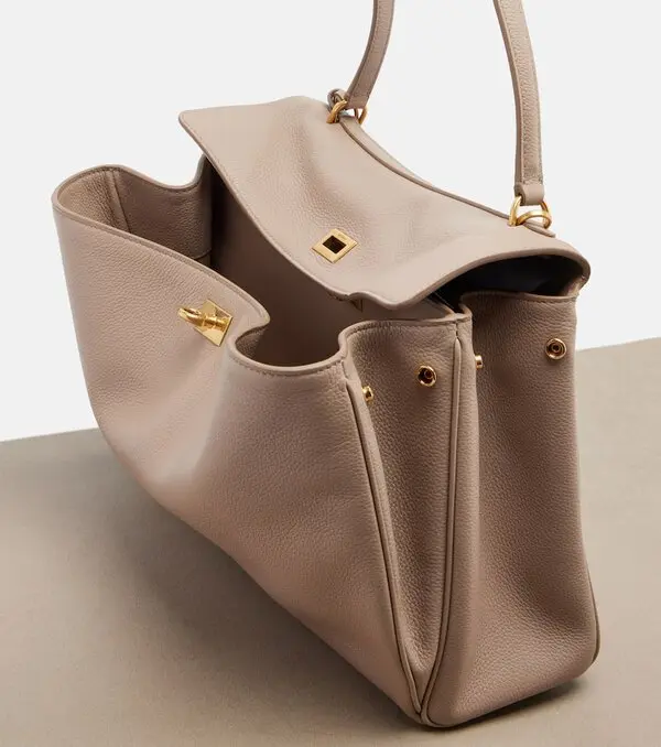 Balenciaga Rodeo Medium Leather Tote Bag - Beige