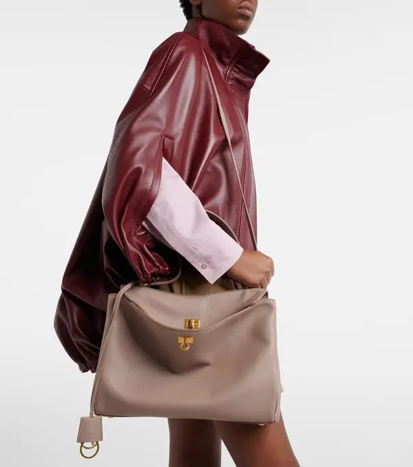 Balenciaga Rodeo Medium Leather Tote Bag - Beige